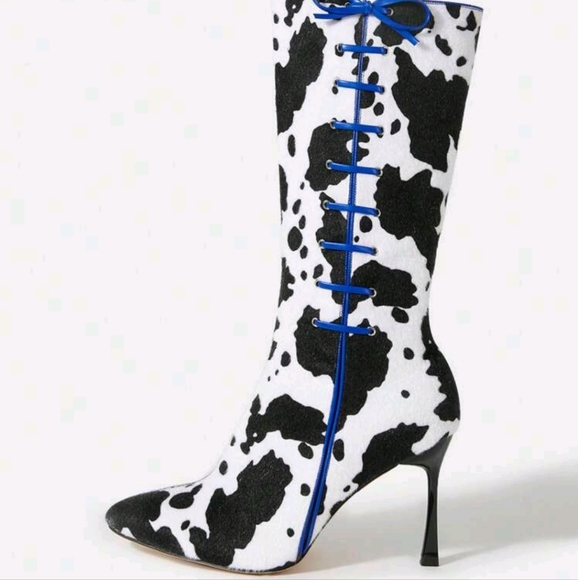 Shoes | New Cow Print Pointed Toe Stiletto Heeled Boots | Poshmark
